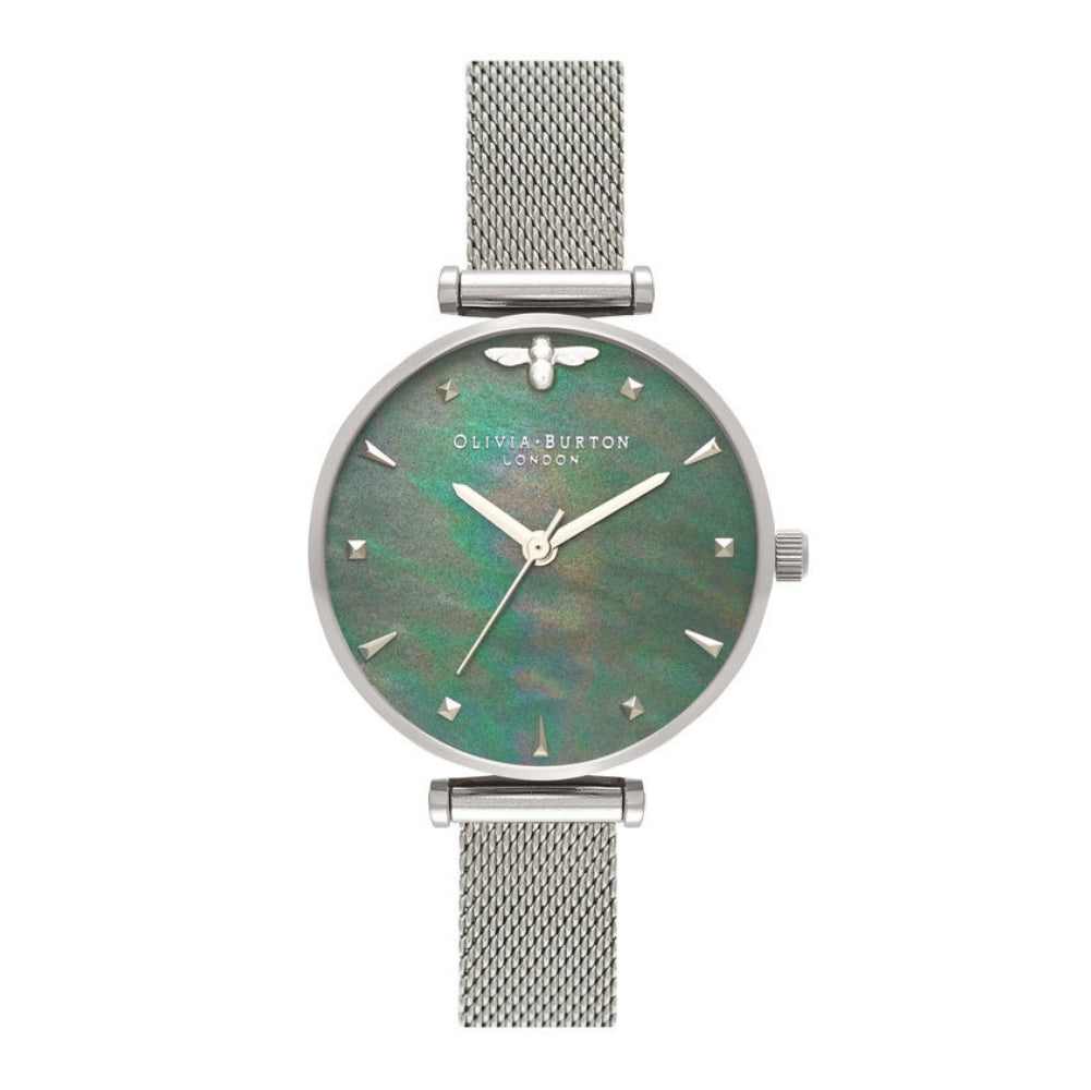 Queen Bee Blue Mother of Pearl Dial Silver Mesh Watch - Seven Season