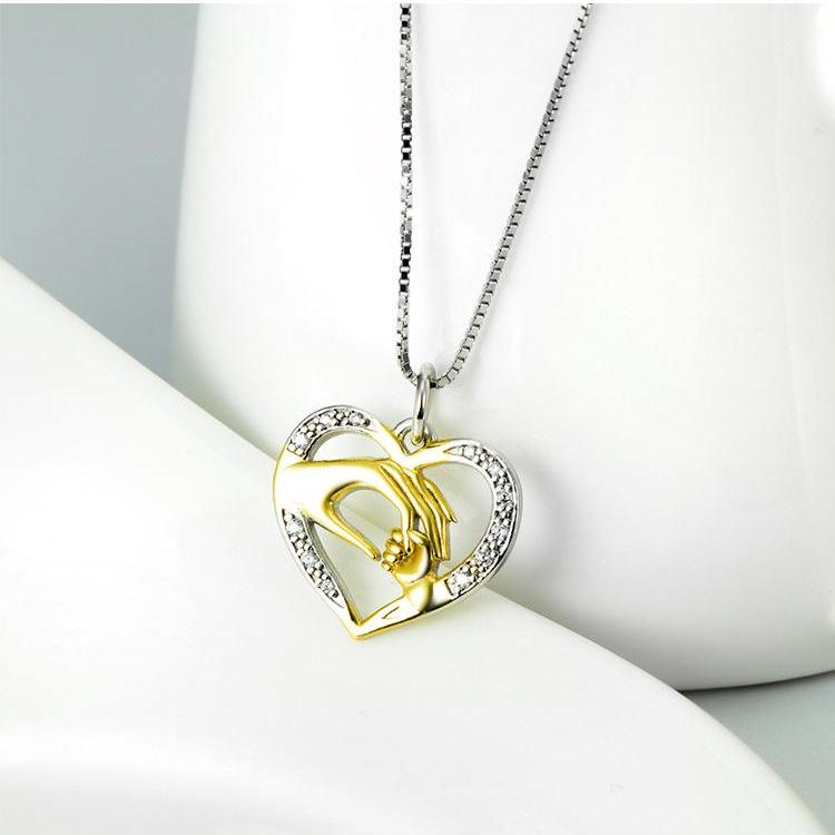 Mom’s Love Mom and Baby Love at First Touch Pendant Necklace - Seven Season