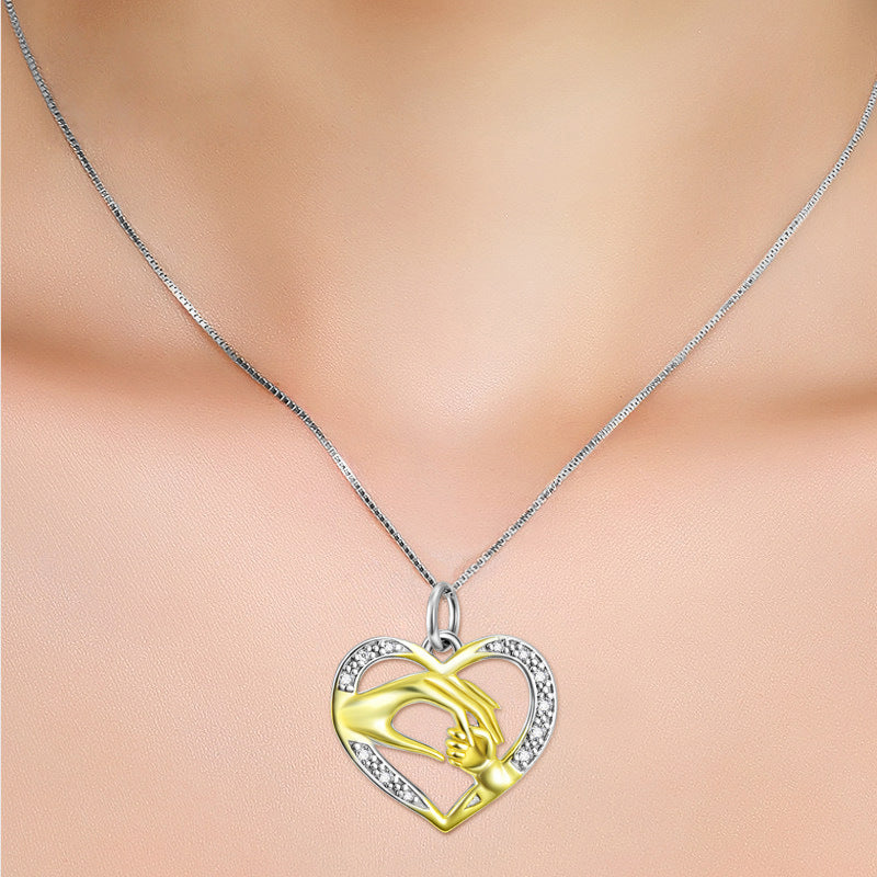 Mom’s Love Mom and Baby Love at First Touch Pendant Necklace - Seven Season